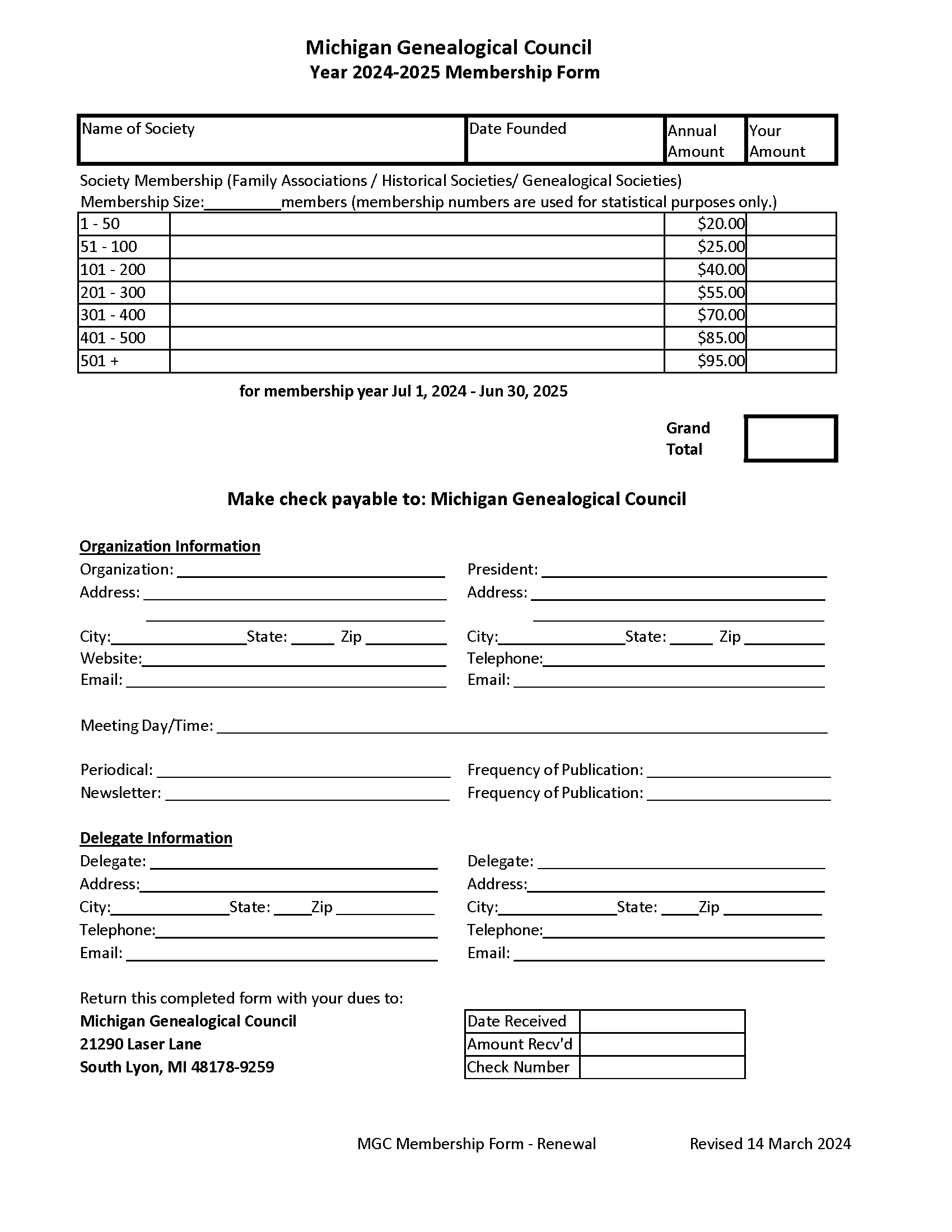 Join/Renew - Michigan Genealogical Council
